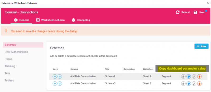 How to connect a schema to multiple worksheets in the same dashboard ...